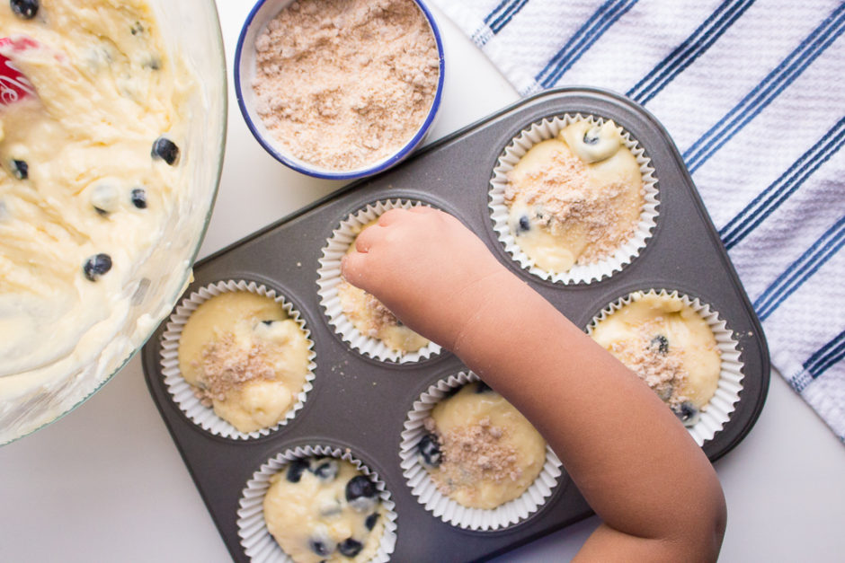 Baking With Kids | Easy Blueberry Muffins Recipe With Crumb Topping