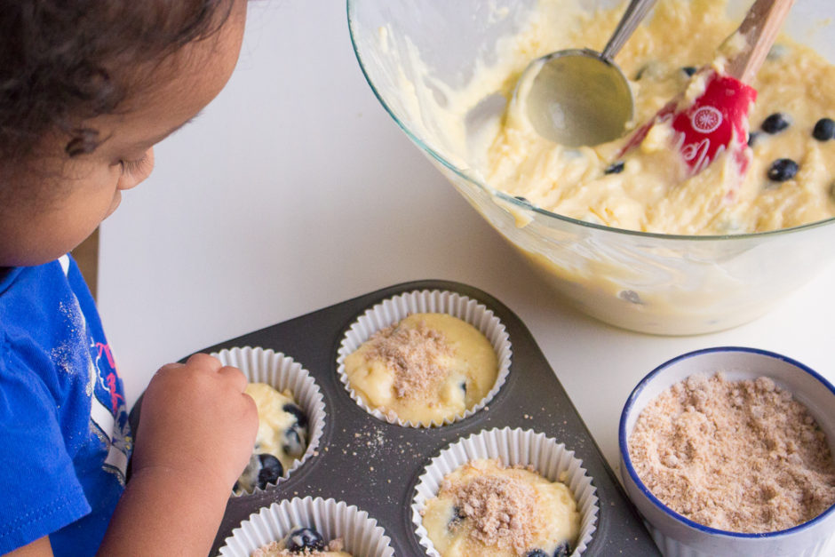 Baking With Kids | Easy Blueberry Muffins Recipe With Crumb Topping